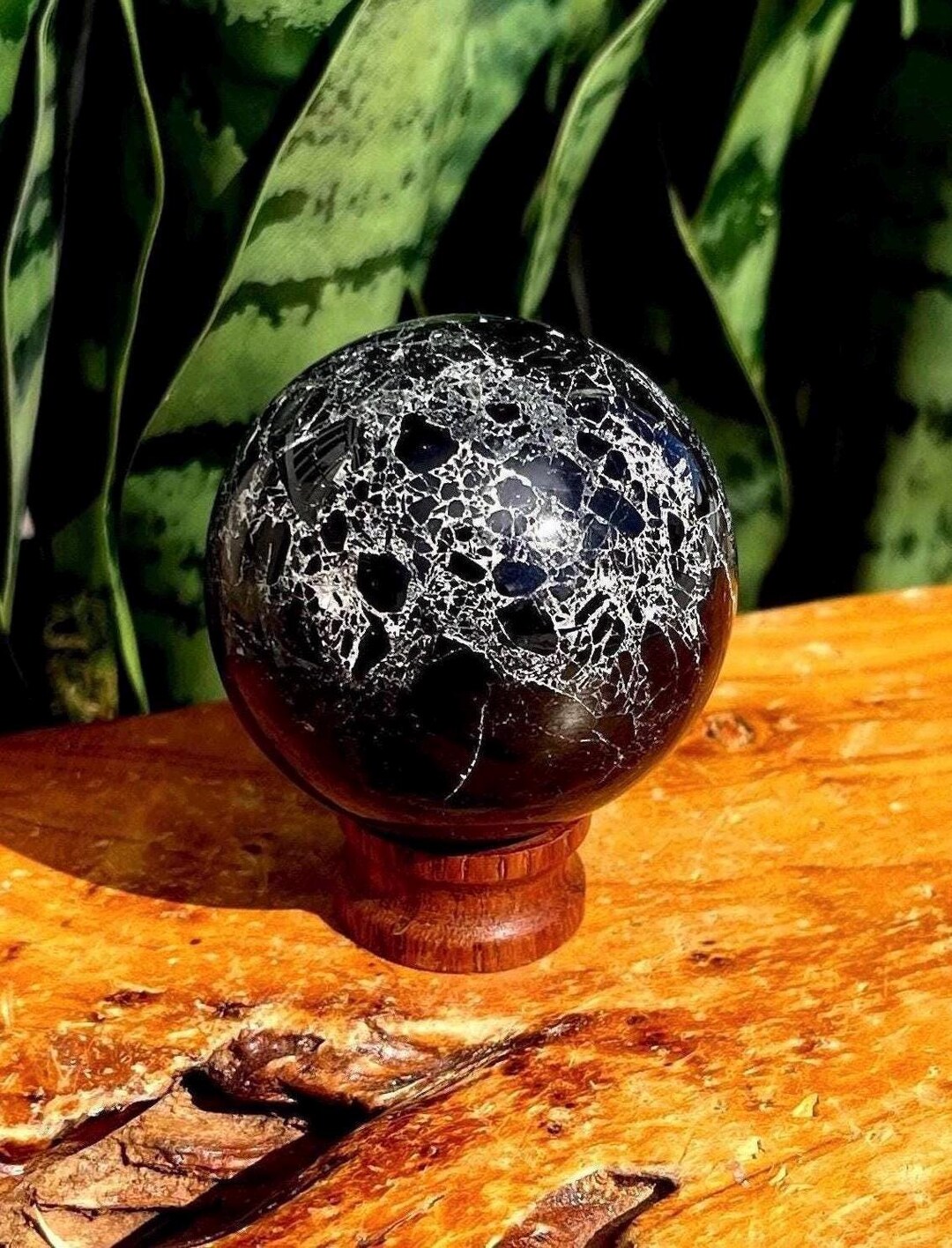 Black Tourmaline Sphere W/ Stand - for Energetic Protection & Shielding ...