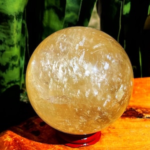 Optical Honey Calcite Sphere W/ Stand - for Cleansing & Amplifying ...