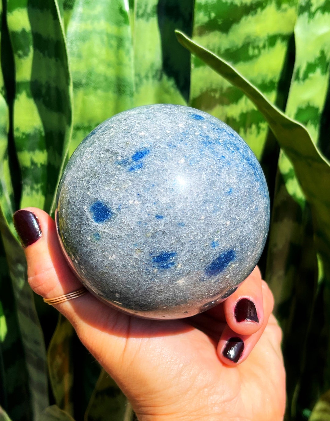 Blue Apatite in Cleavelandite Sphere W/ Stand - for Staying Grounded ...
