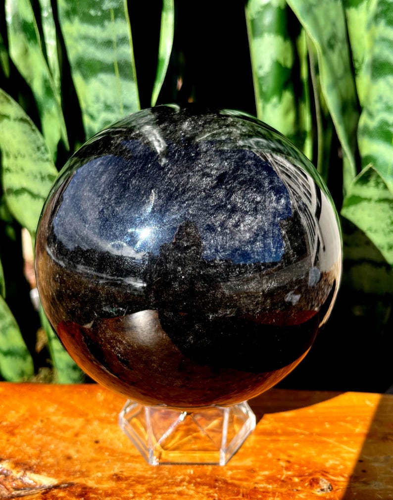 Silver Sheen Obsidian Sphere W/ Stand - for Getting Out of Your Head ...