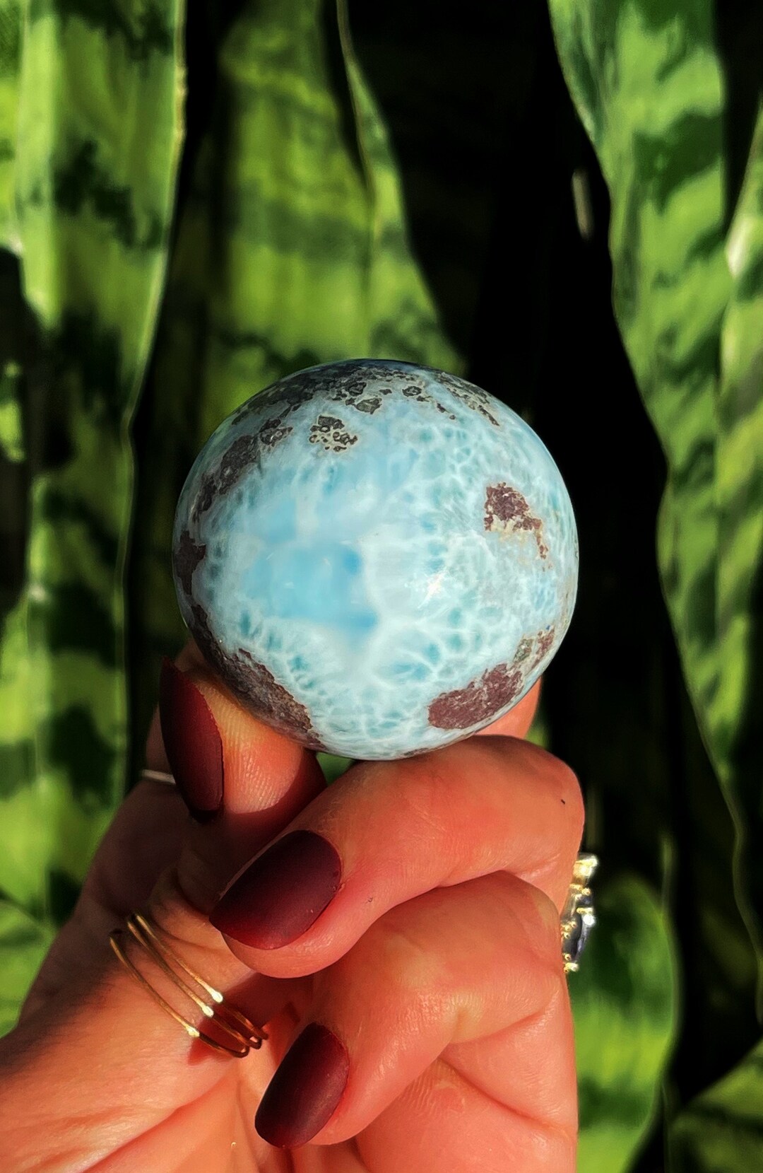 Larimar Sphere W/ Stand Throat Chakra Stone Soulmate Stone - Etsy