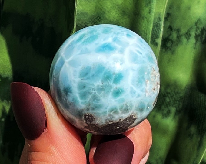 Larimar Sphere W/ Stand Throat Chakra Stone Soulmate Stone - Etsy
