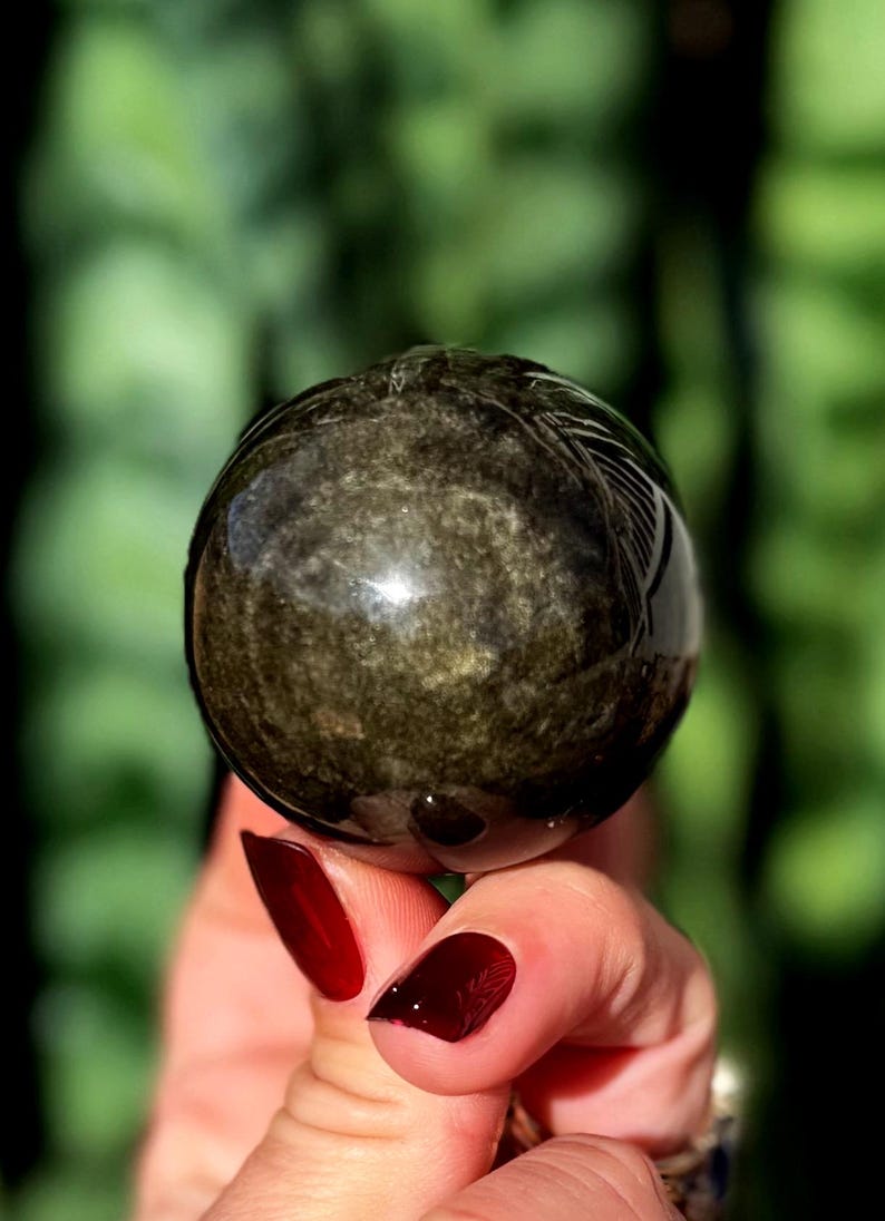 Golden Sheen Obsidian Sphere W/ Stand - Volcanic Glass - Etsy
