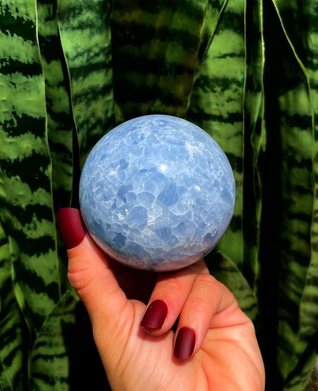 Blue Calcite Sphere W/ Stand for Calming Nerves, Worries & Anxieties - Calcite Crystal - Etsy