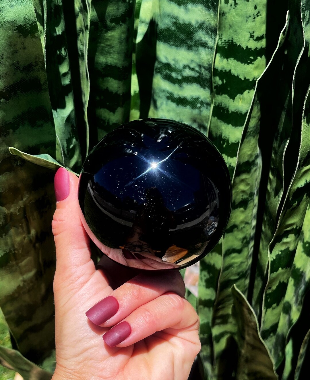 Obsidian Sphere W/ Stand for Energetic Protection & Shadow Work ...