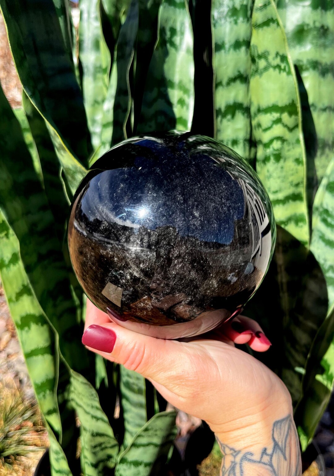 Silver Sheen Obsidian Sphere W/ Stand - for Getting Out of Your Head ...