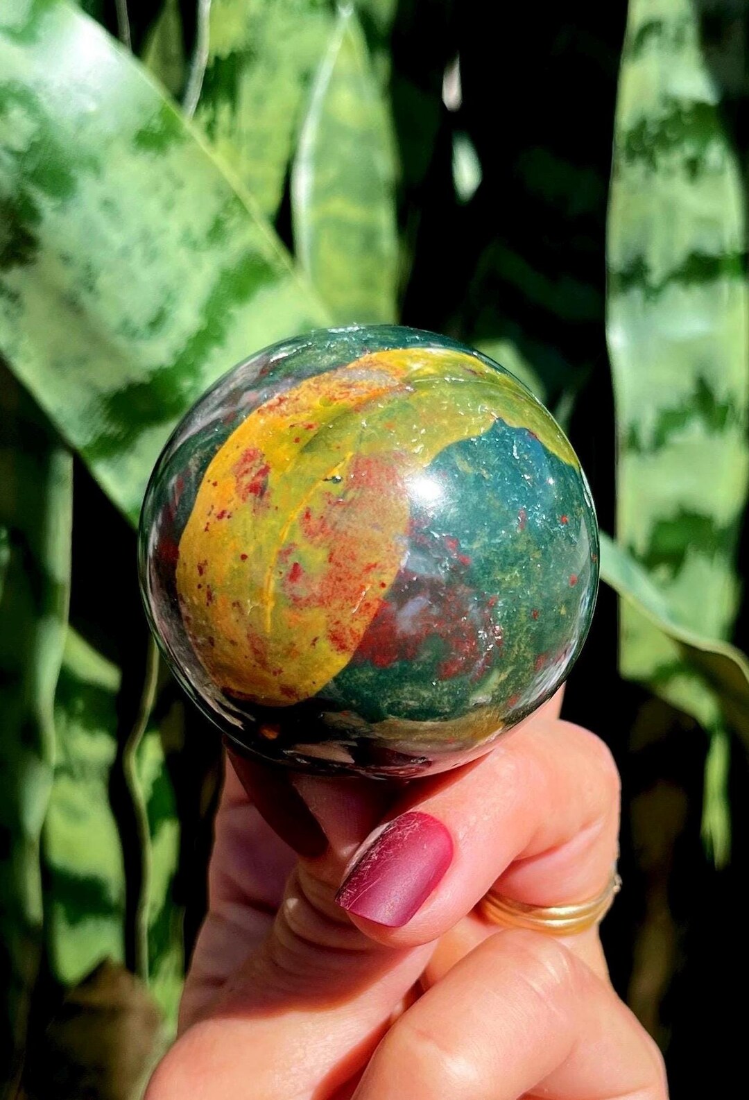 Bloodstone Sphere W/ Stand - Aka Heliotrope Crystal for Spiritual ...