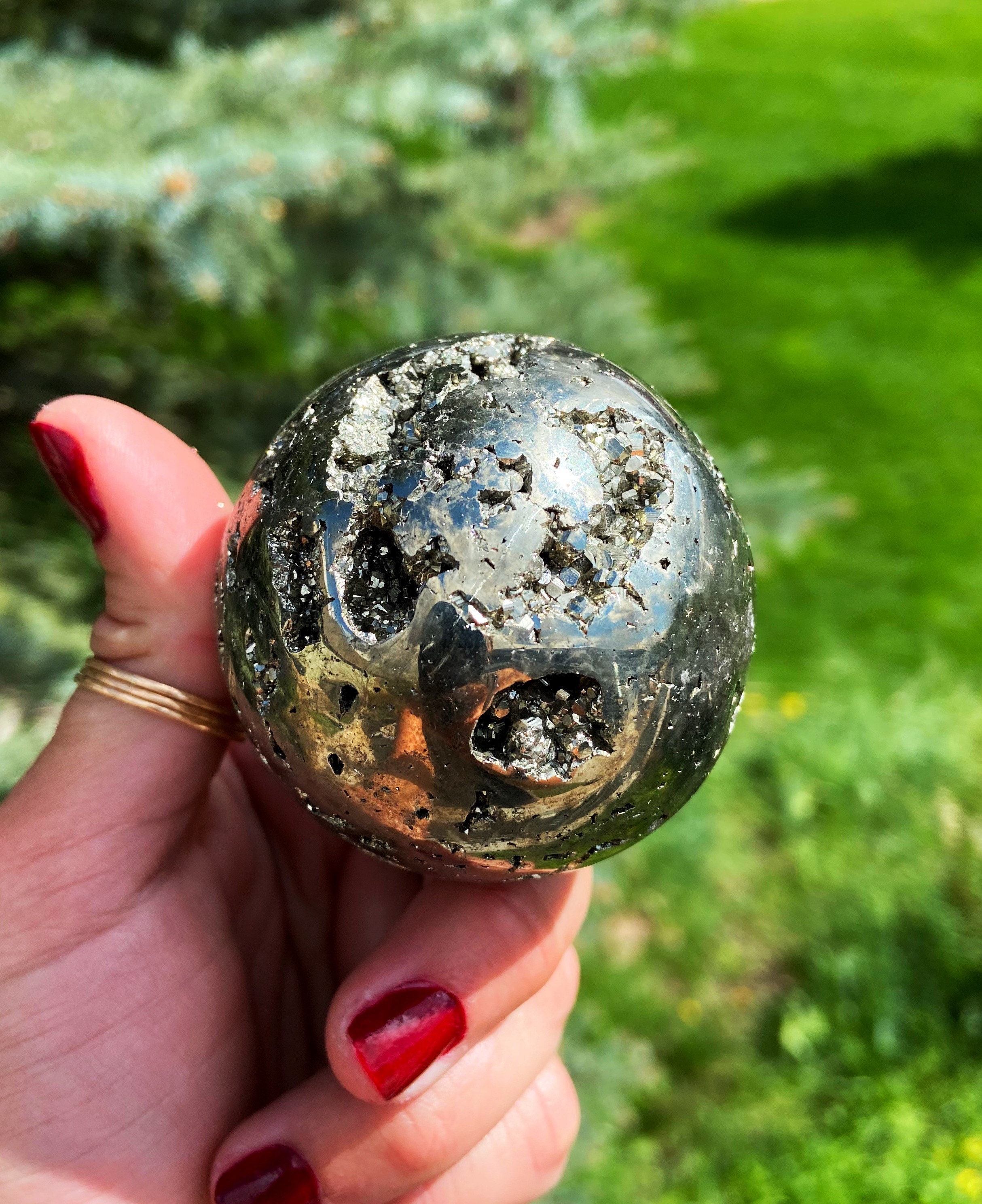 Pyrite Sphere w/ stand for Manifesting Wealth & Abundance | Etsy