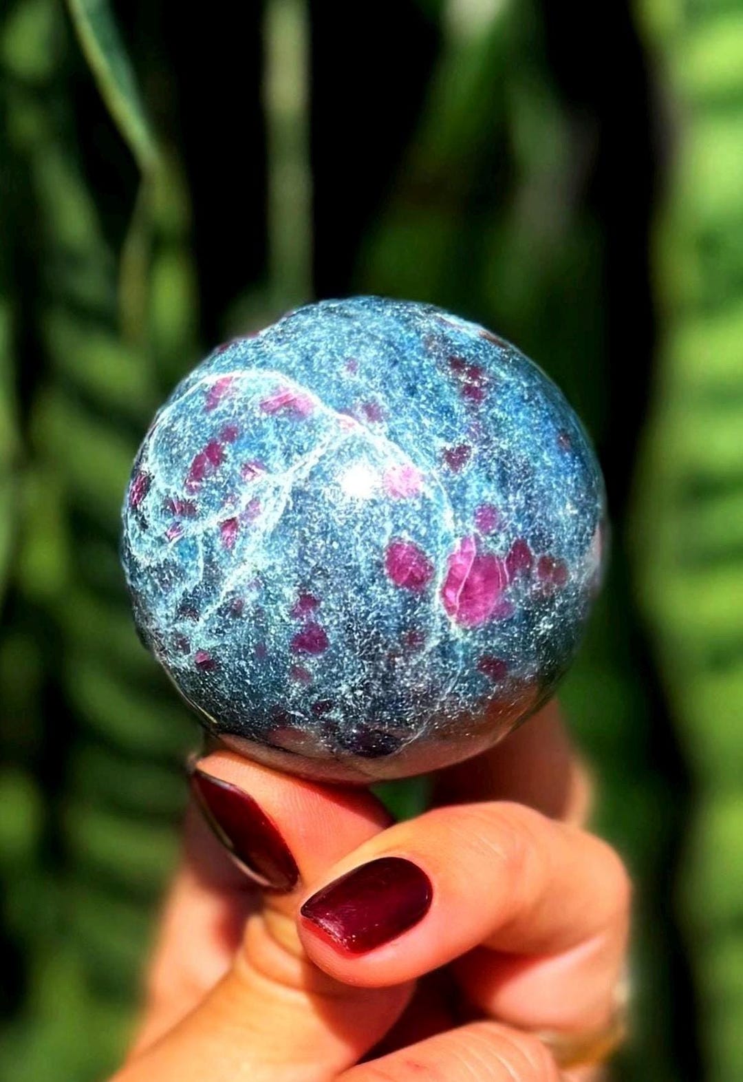 Ruby Kyanite Sphere W/ Stand - UV Reactive - Aka Ruby Fuchsite - for ...