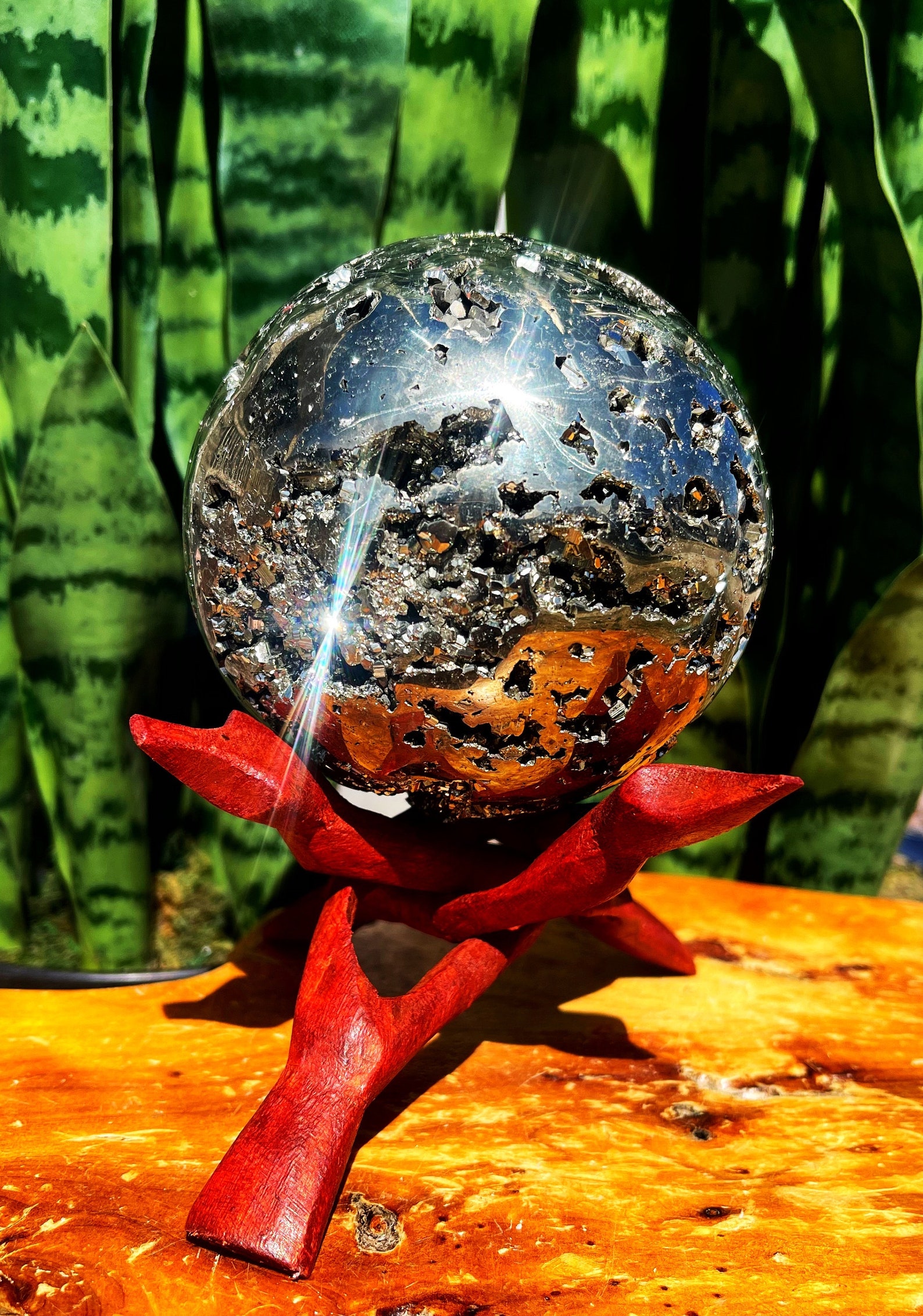 Large Pyrite Sphere W/ Stand for Manifesting Wealth & Abundance - Solar ...