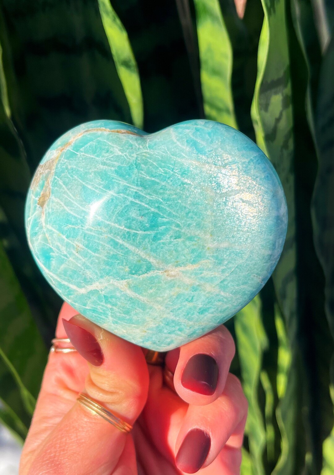 Amazonite Heart Crystal Throat Chakra Stone for Courage and - Etsy