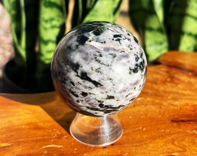 Merlinite Sphere W/ Stand Aka Indigo Gabbro - Crown Chakra + Third Eye ...