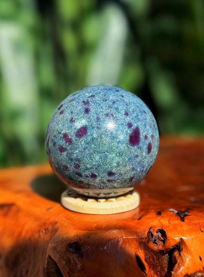 Ruby Kyanite Sphere W/ Stand - UV Reactive - Aka Ruby Fuchsite - for ...