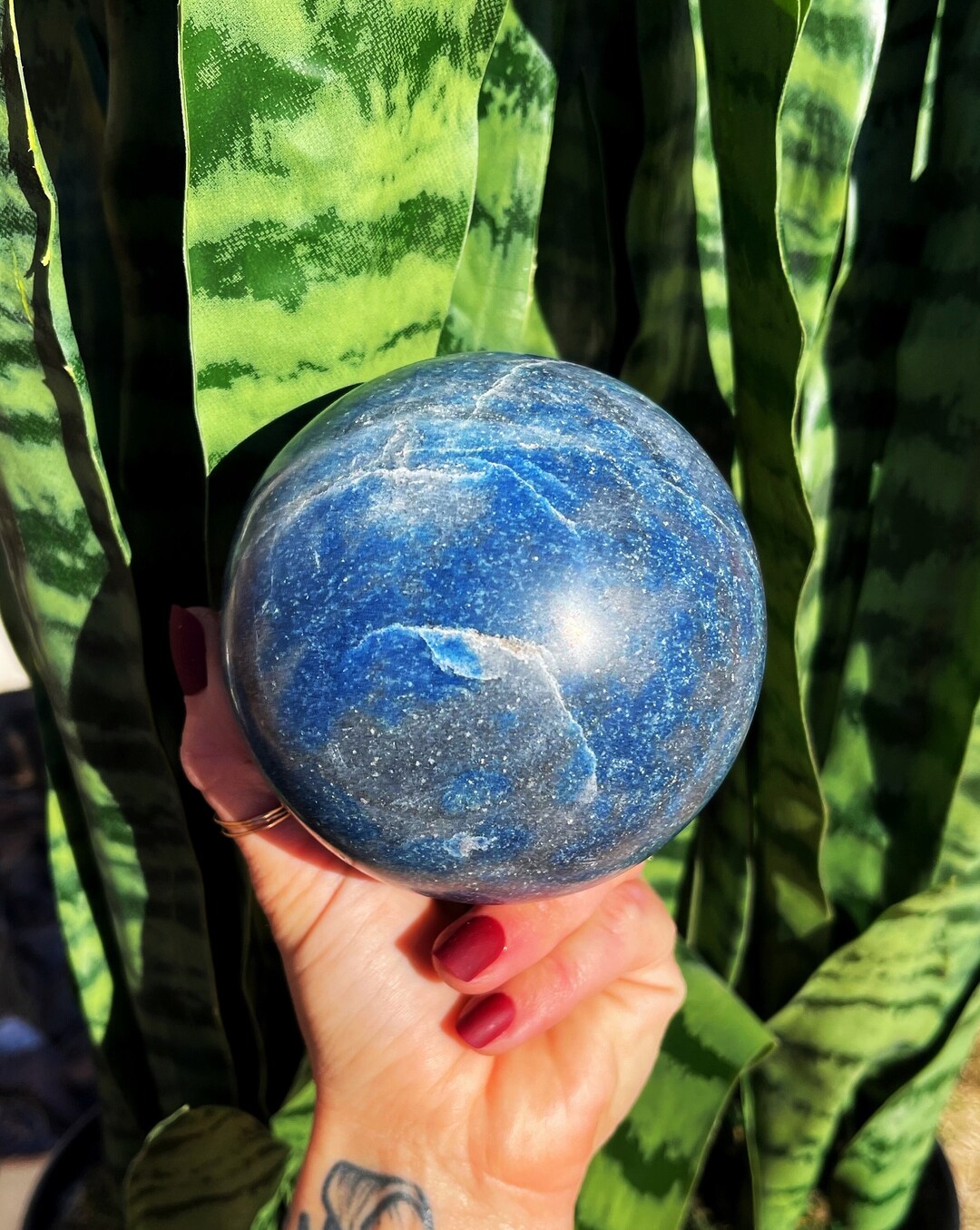 Blue Apatite in Cleavelandite Sphere W/ Stand - for Staying Grounded ...