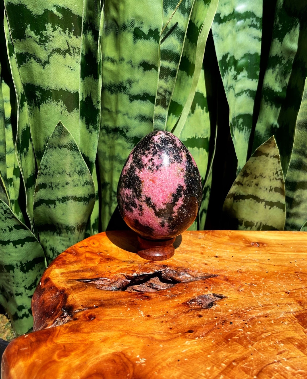 Rhodonite Egg W/ Stand for Healing and Nurturing the Inner Self Heart ...