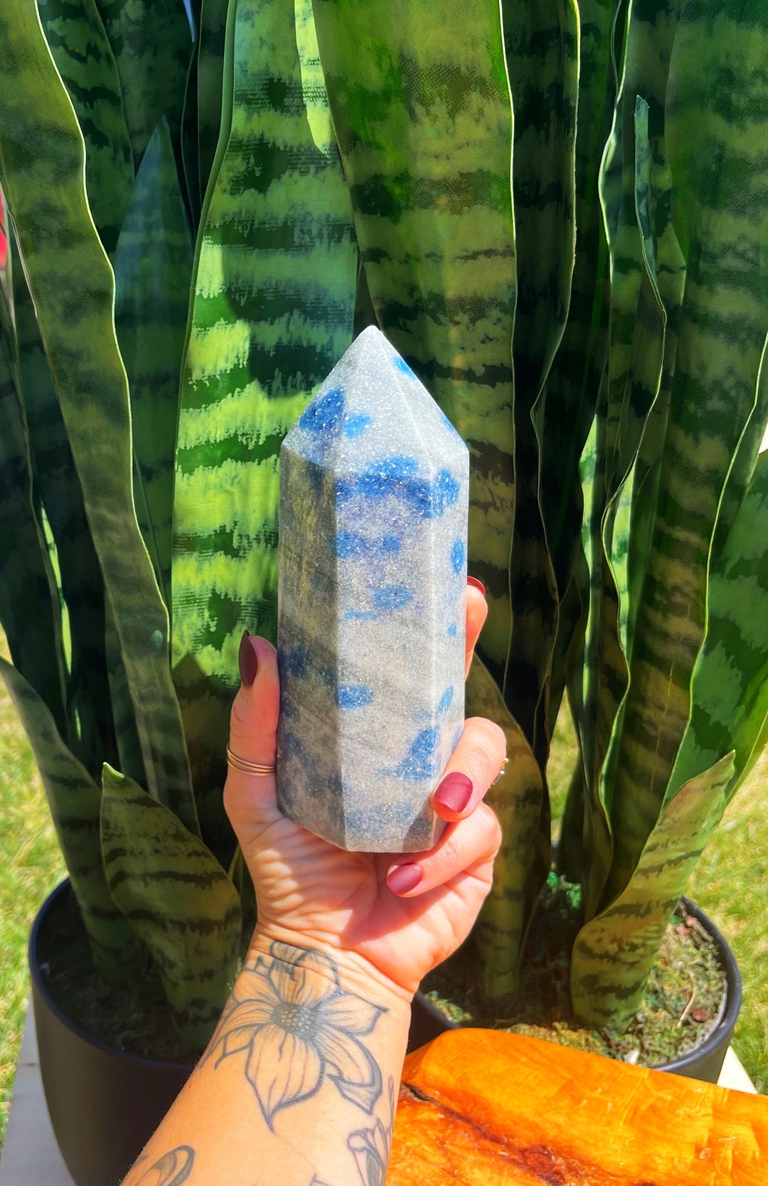 Blue Apatite in Cleavelandite Crystal Tower for Staying Grounded ...