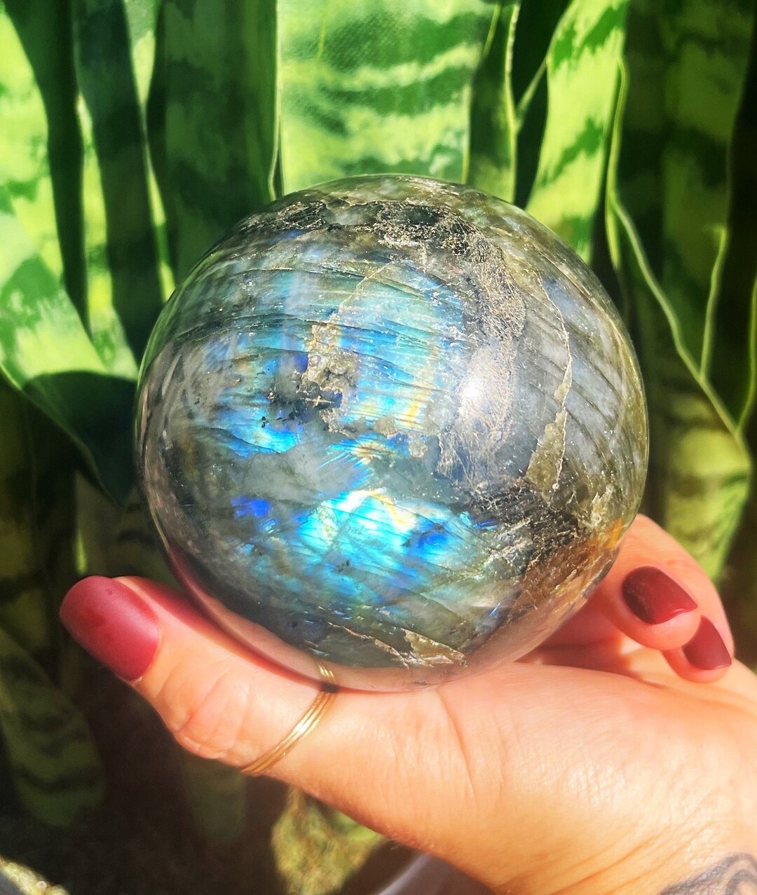Labradorite Sphere W/ Stand - Third Eye Chakra Crystal for Enhanced ...