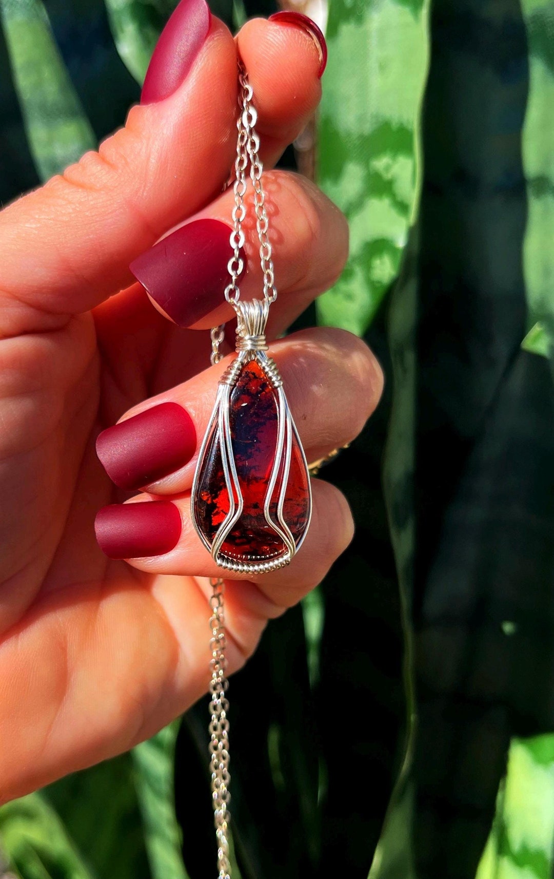 Red Garnet Necklace - in Sterling Silver - for Manifestation and ...