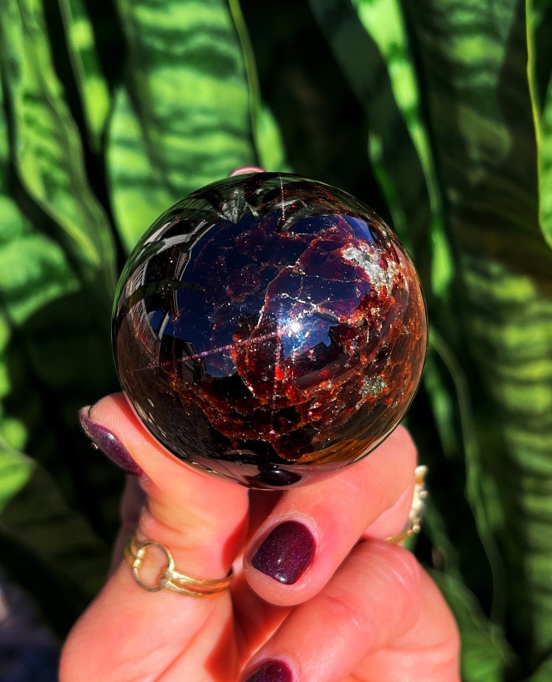 Star Garnet Sphere W/ Stand Root Chakra Crystal for Vitality and ...