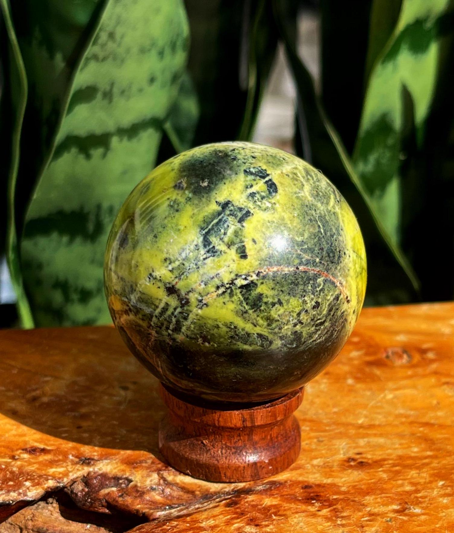 Peruvian Serpentine Sphere W/ Stand - for Vitality, Spiritual ...