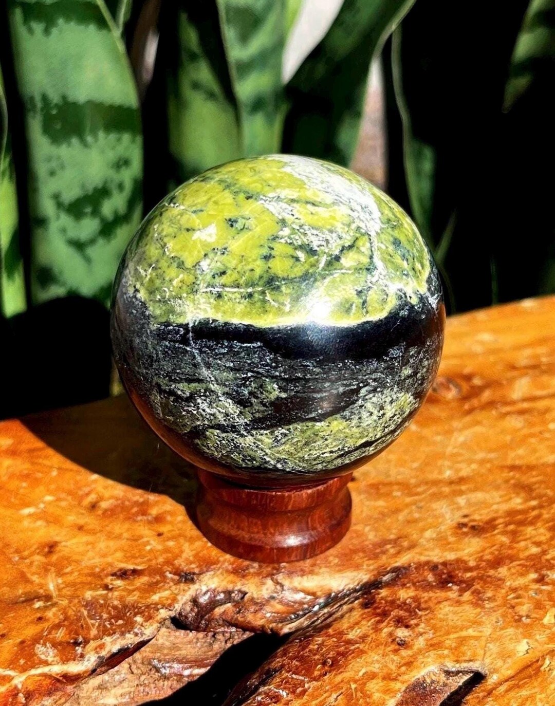Peruvian Serpentine Sphere W/ Stand - for Vitality, Spiritual ...