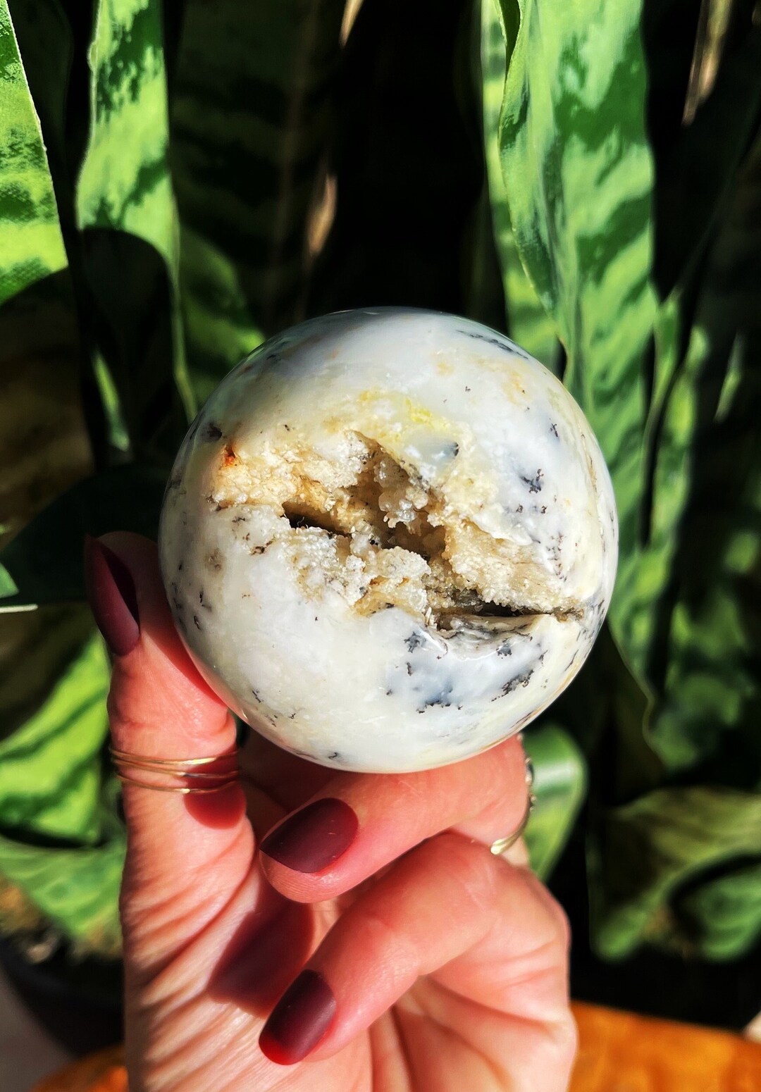 Dendritic Opal Sphere W/ Stand for Attracting Love, Luck, and Magic ...