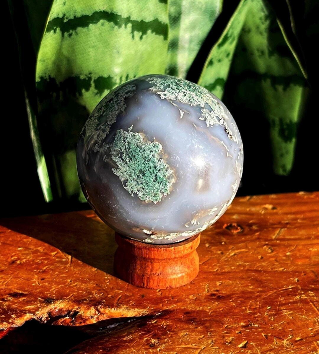Moss Agate Sphere W/ Stand - for New Beginnings & a Refreshed Attitude ...