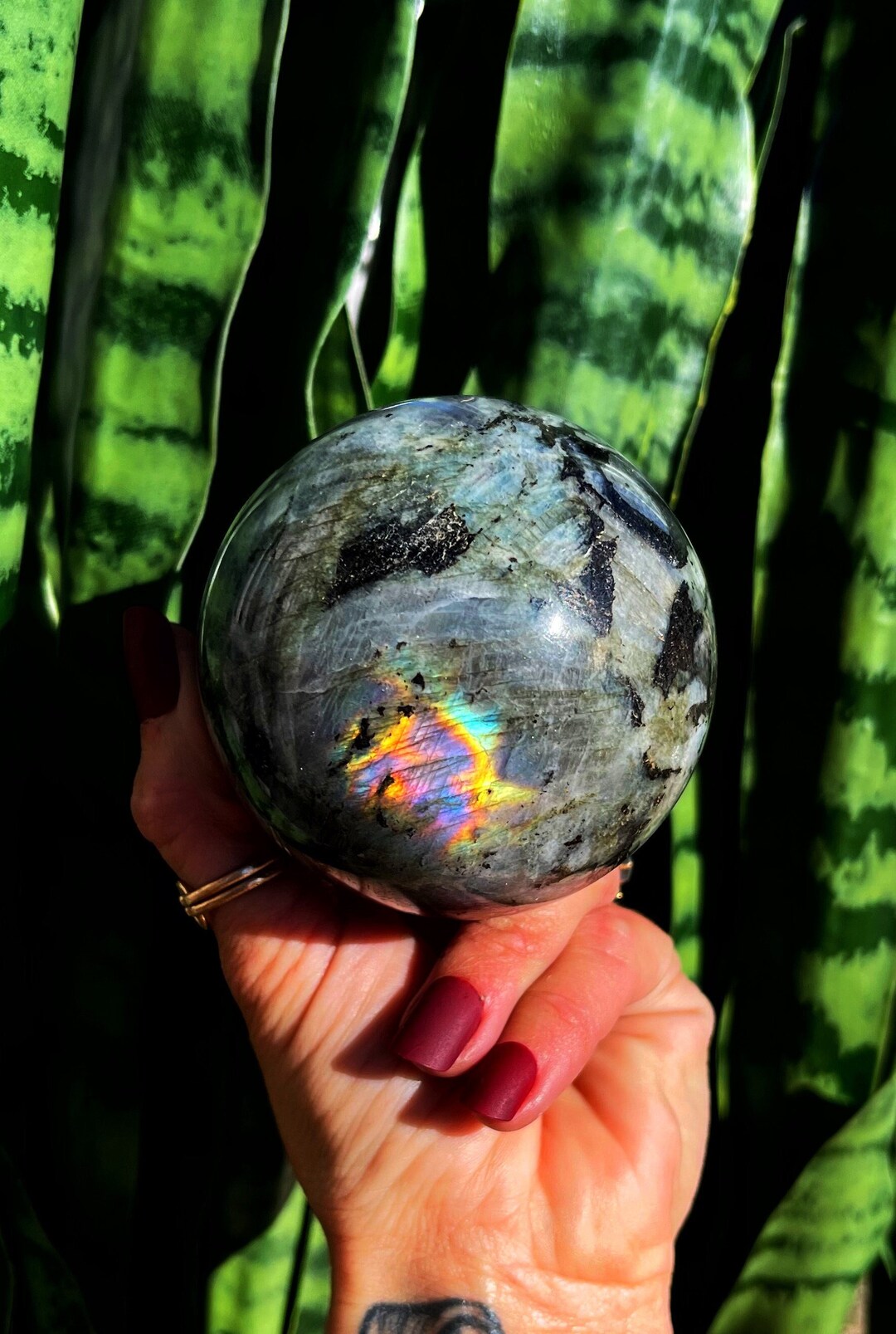 Purple Labradorite Sphere W/ Stand - Third Eye Chakra Crystal for ...