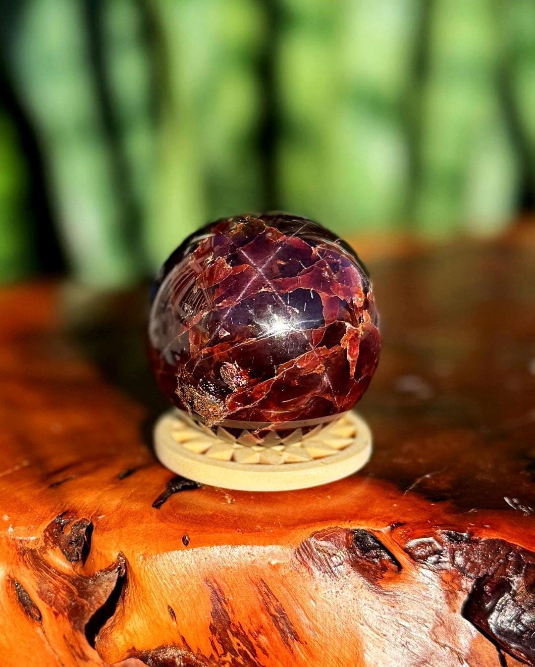 Star Garnet Sphere W/ Stand - Crystal for Vitality and Manifestation ...