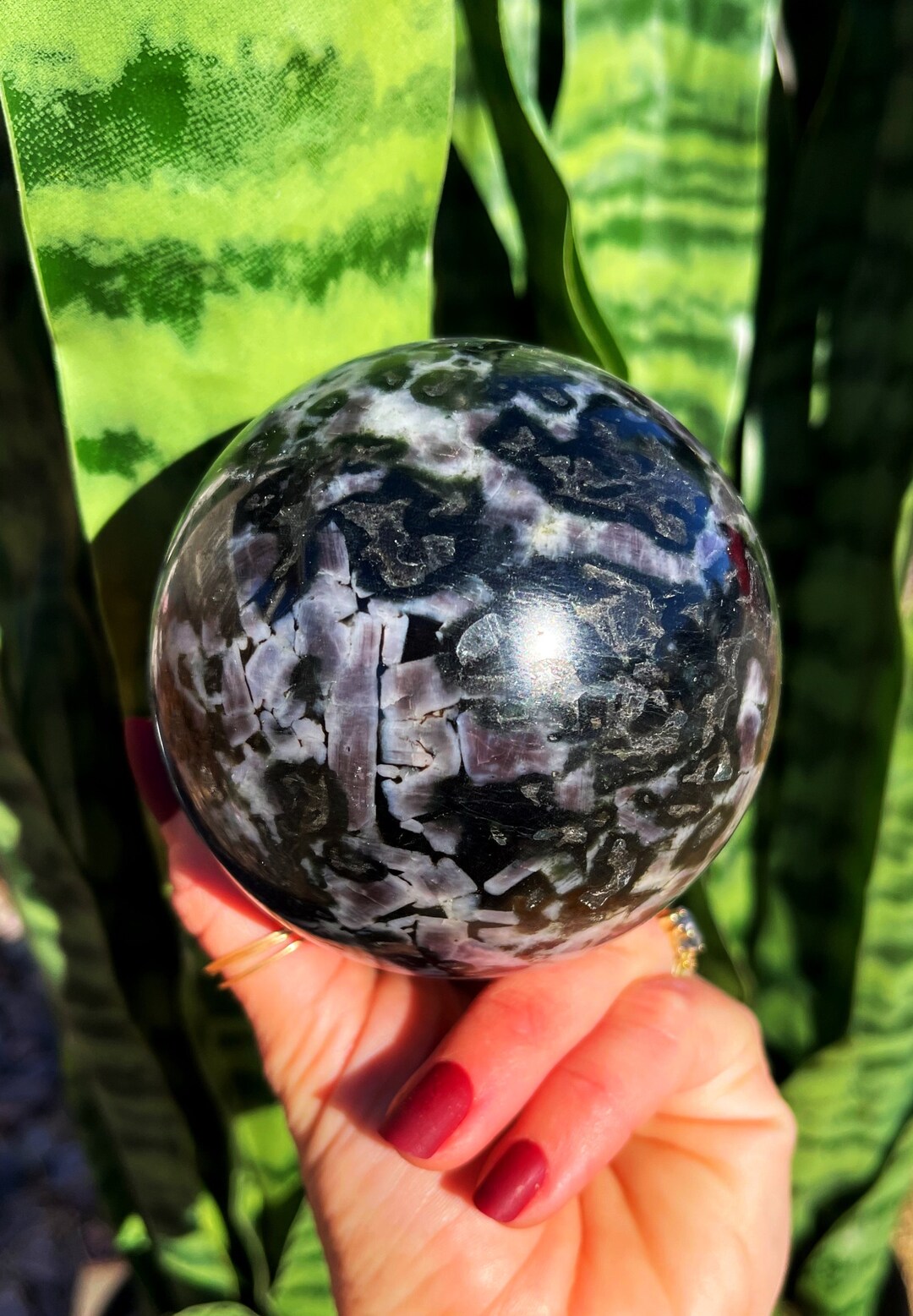 Merlinite Sphere W/ Stand Aka Indigo Gabbro Crown Chakra - Etsy