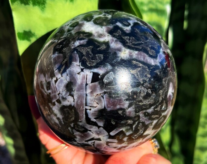 Merlinite Sphere W/ Stand Aka Indigo Gabbro - Crown Chakra + Third Eye ...