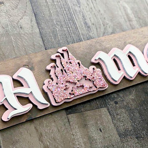 Disney Sign Home Wood Sign Personalized disney Castle - Etsy