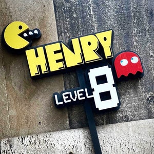 Personalized Pacman Cake Topper - Retro Gamer Birthday Party - Etsy
