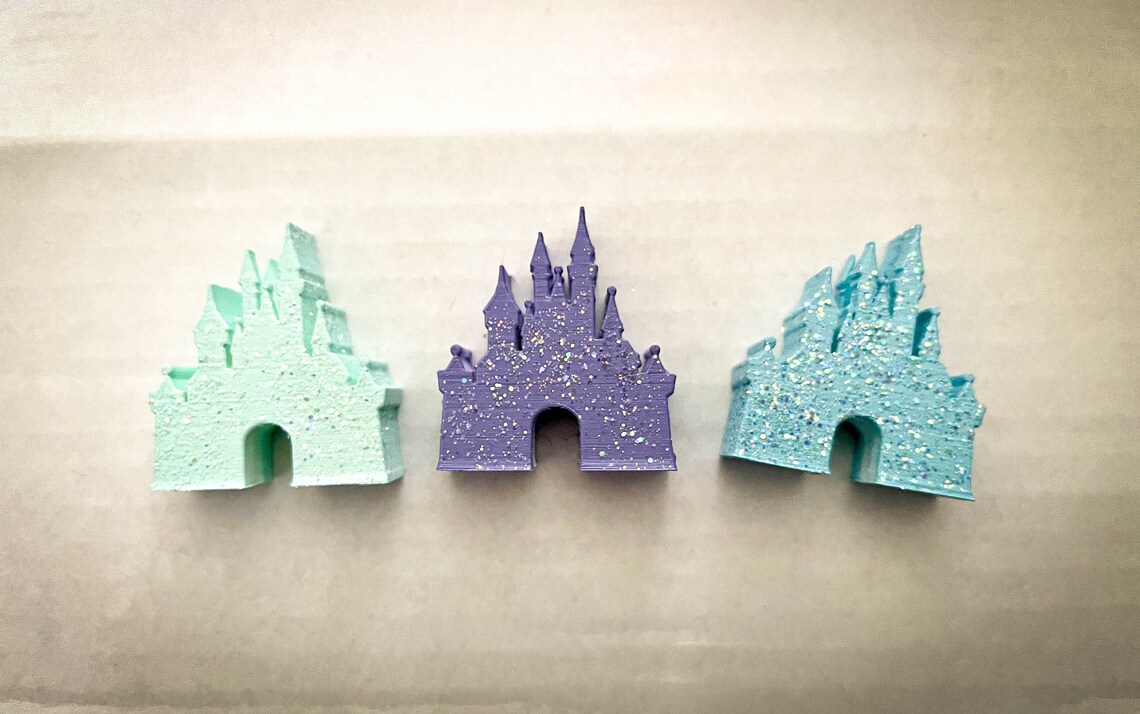 Hand-painted Disney Castle Straw Topper – Glittered 3D Printed Design ...