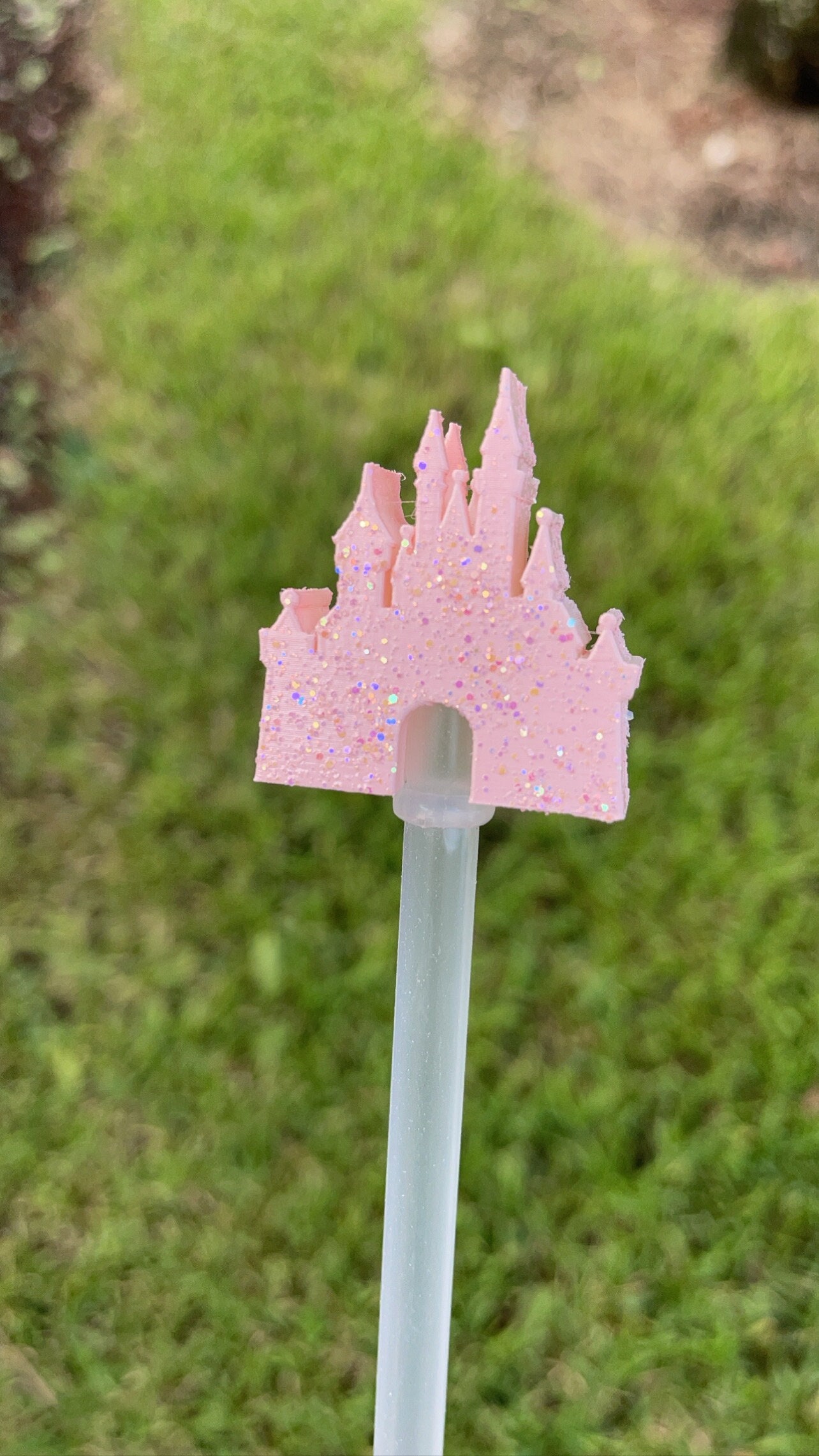 Hand-painted Disney Castle Straw Topper – Glittered 3D Printed Design ...