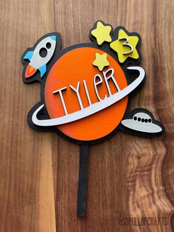 Space Cake Topper Space Birthday Party Outer Space Birthday | Etsy