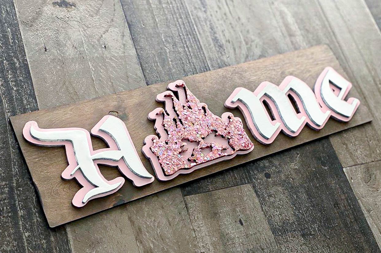 Disney Sign Home Wood Sign Personalized disney Castle - Etsy
