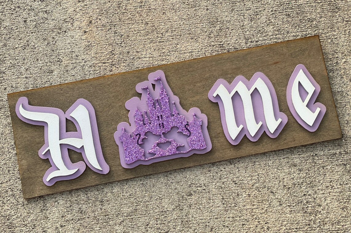 Disney Sign Home Wood Sign Personalized disney Castle - Etsy
