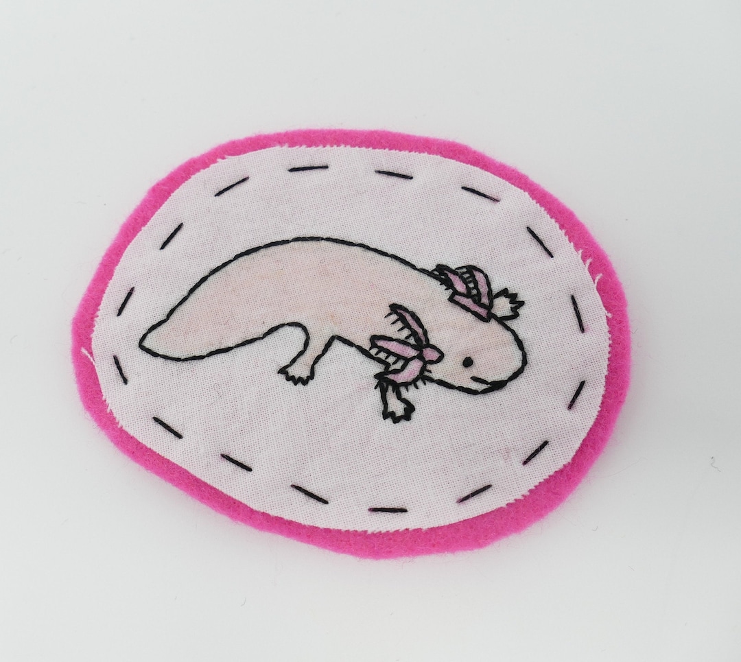 Embroidered Axolotl Patch - Etsy