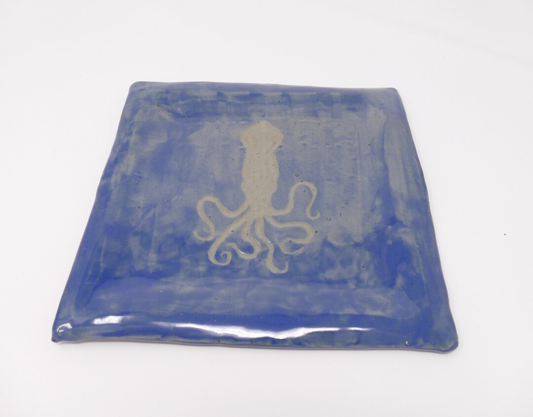 Blue Ceramic Squid Plate - Etsy