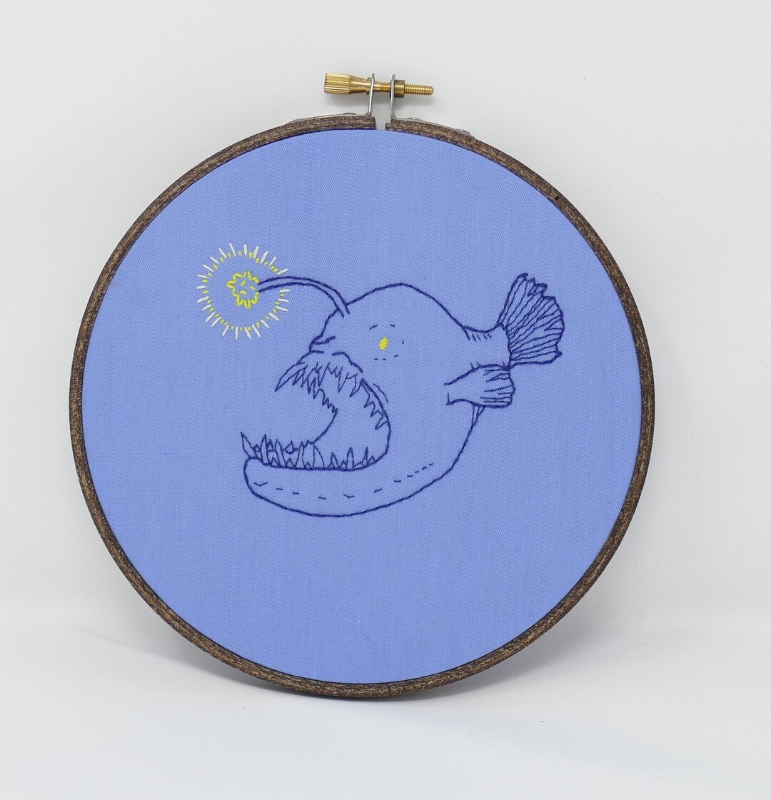 Anglerfish Embroidered Hoop Art - Etsy