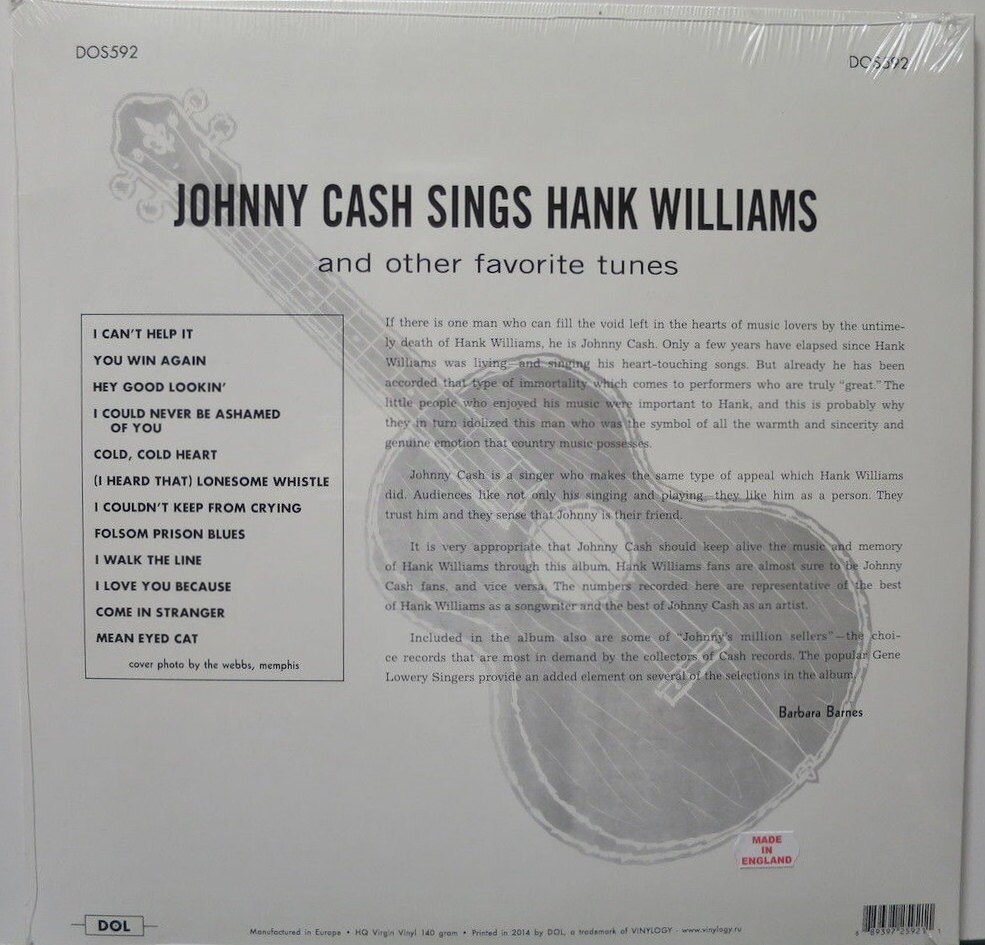Very Rare Johnny Cash Sings Hank Williams Sealed LP - Etsy