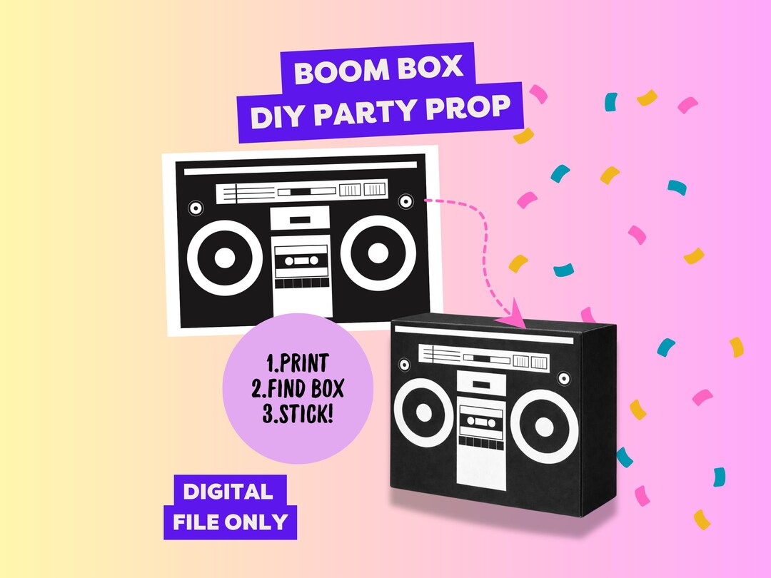 DIY Printable Party Prop – Boombox (digital Download) | Hip Hop Party ...