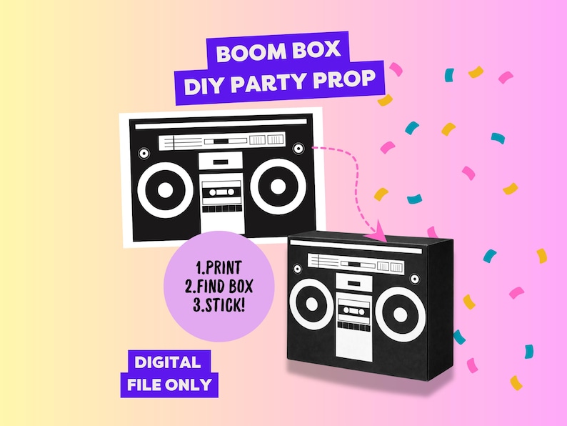 DIY Printable Party Prop – Boombox (digital Download) | Hip Hop Party ...