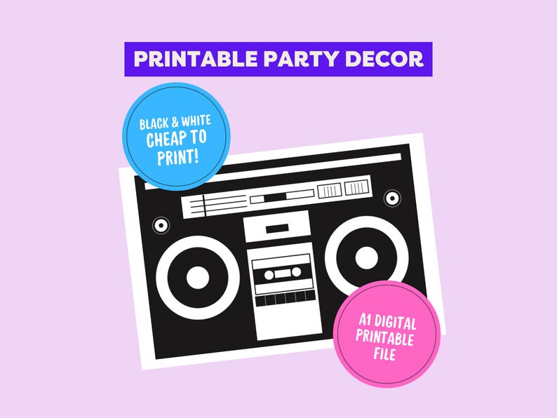 DIY Printable Party Prop – Boombox (digital Download) | Hip Hop Party ...