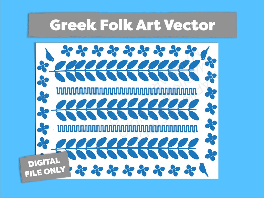 Greek Folk Art Pattern Vector - Etsy