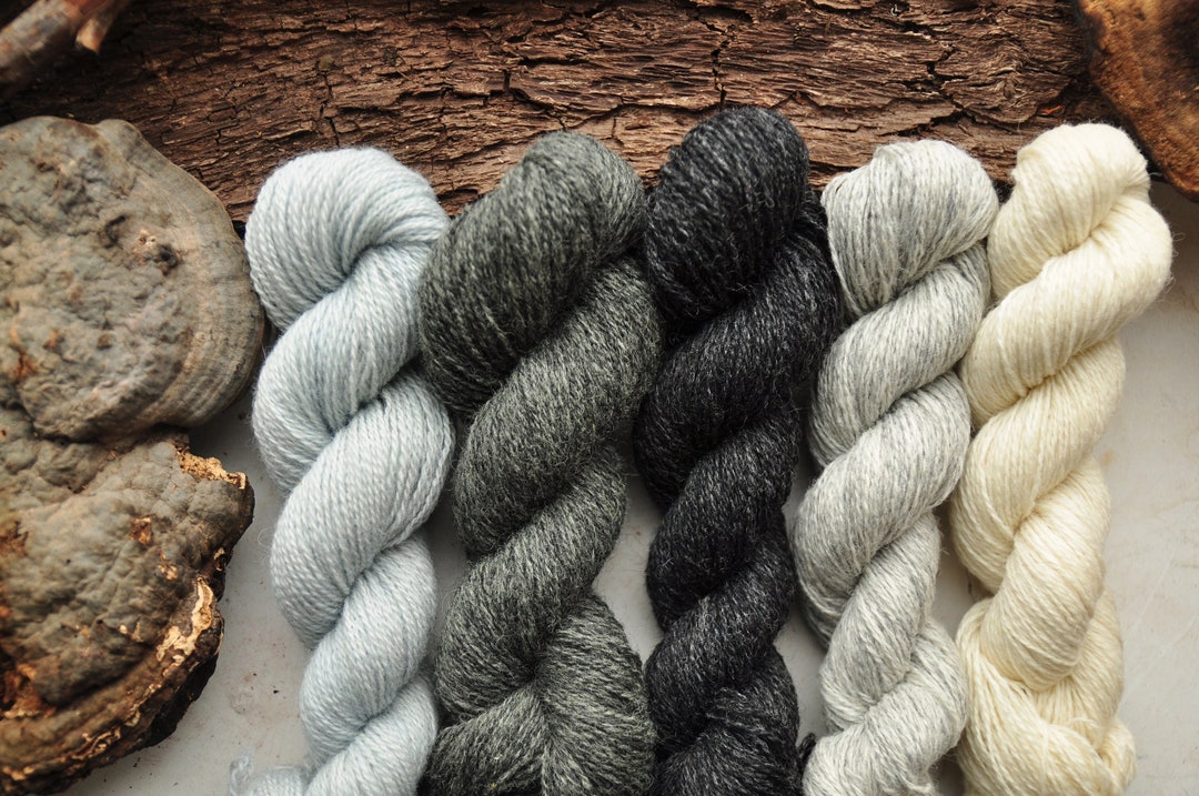 Botanically Dyed Wool Yarn Set in Neutral Earthy Colors - Moss Green ...