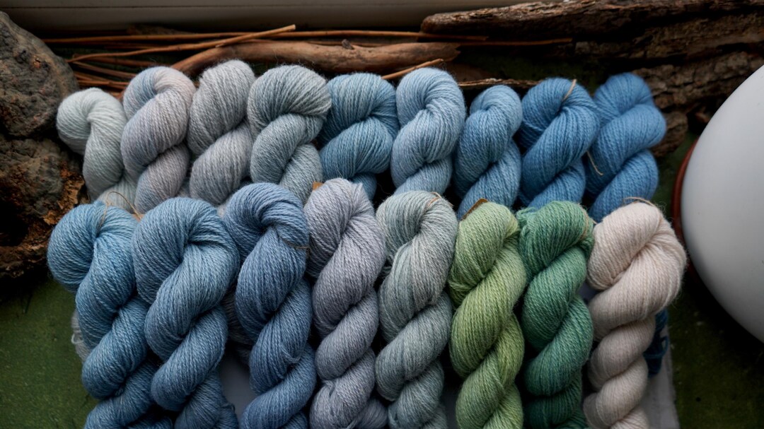 Woad Dyed Blue Fingering Weight Wool Yarn Selection in 50 Gram Skeins ...