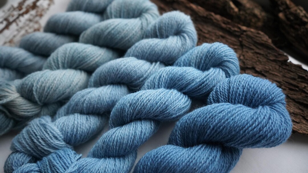 Woad Dyed Blue Fingering Weight Wool Yarn Selection in 50 Gram Skeins ...