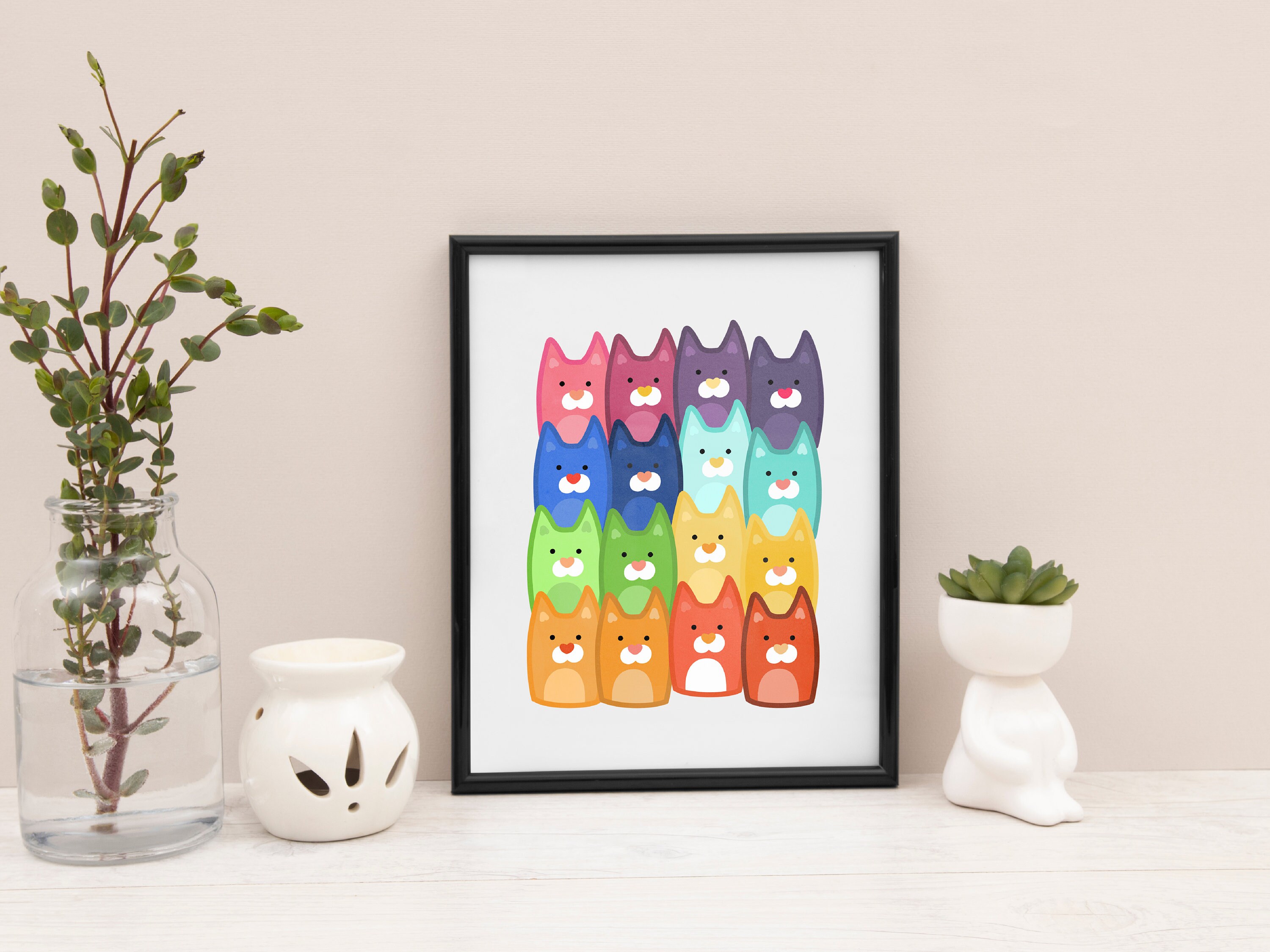 Digital Download Cat Sign Sign Colorful Rainbow Cats 8x10 - Etsy